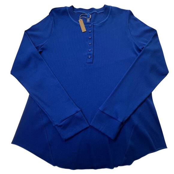 SKIMS | Tops | Skims Cotton Rib Long Sleeve Henley Cobalt 4x | Poshmark